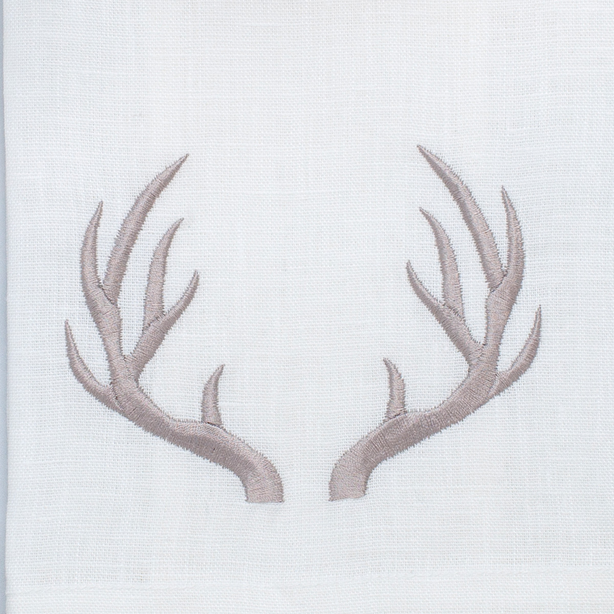 Crown Linens Embroidered Antlers Linen Guest Tea Towel White/Taupe ...