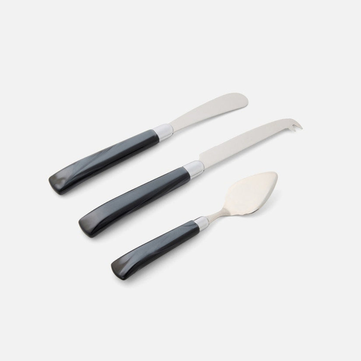 Blue Pheasant Colson Polished Silver/Black 3-Piece Cheese Knife Set ...