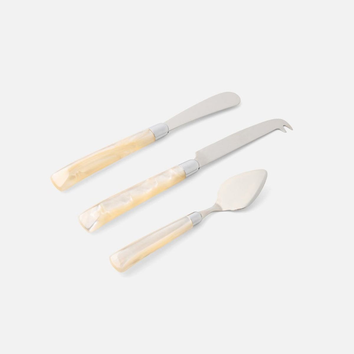 Blue Pheasant Colson Polished Silver/Ivory 3-Piece Cheese Knife Set ...