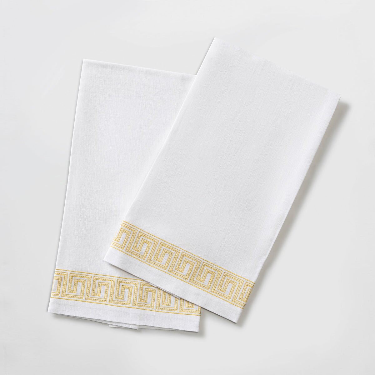 Matouk Schumacher Ophelia Embroidered Greek Key Linen Guest Towels ...
