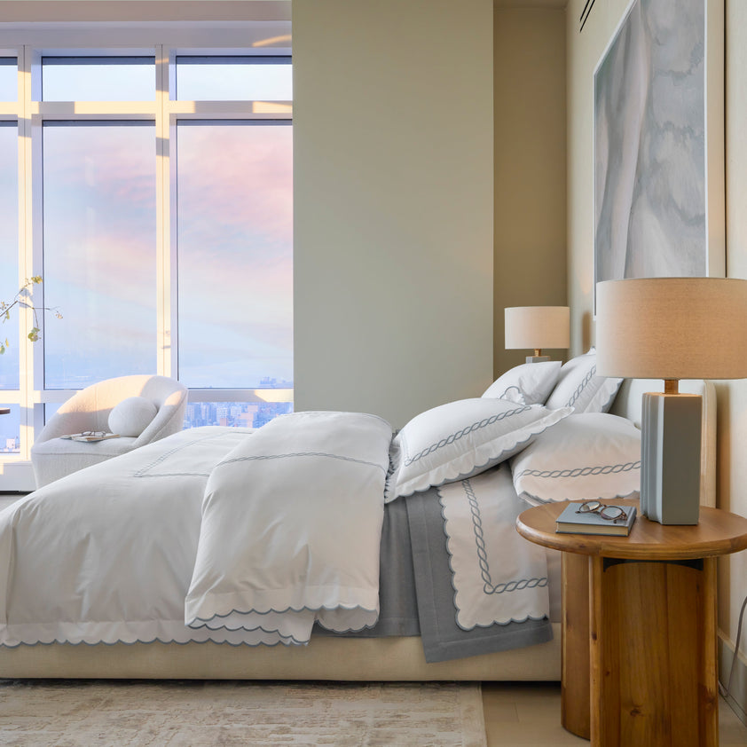 Matouk Classic Chain Scallop Embroidered Sheets, Duvet Cover + Shams ...
