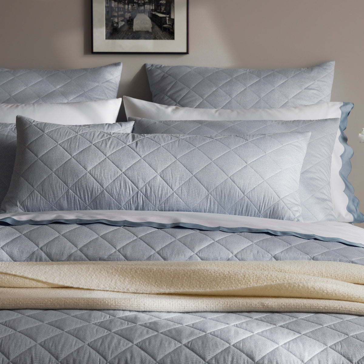 Matouk Jasper Shagreen Inspired Dot Printed Quilted Coverlets + Shams ...
