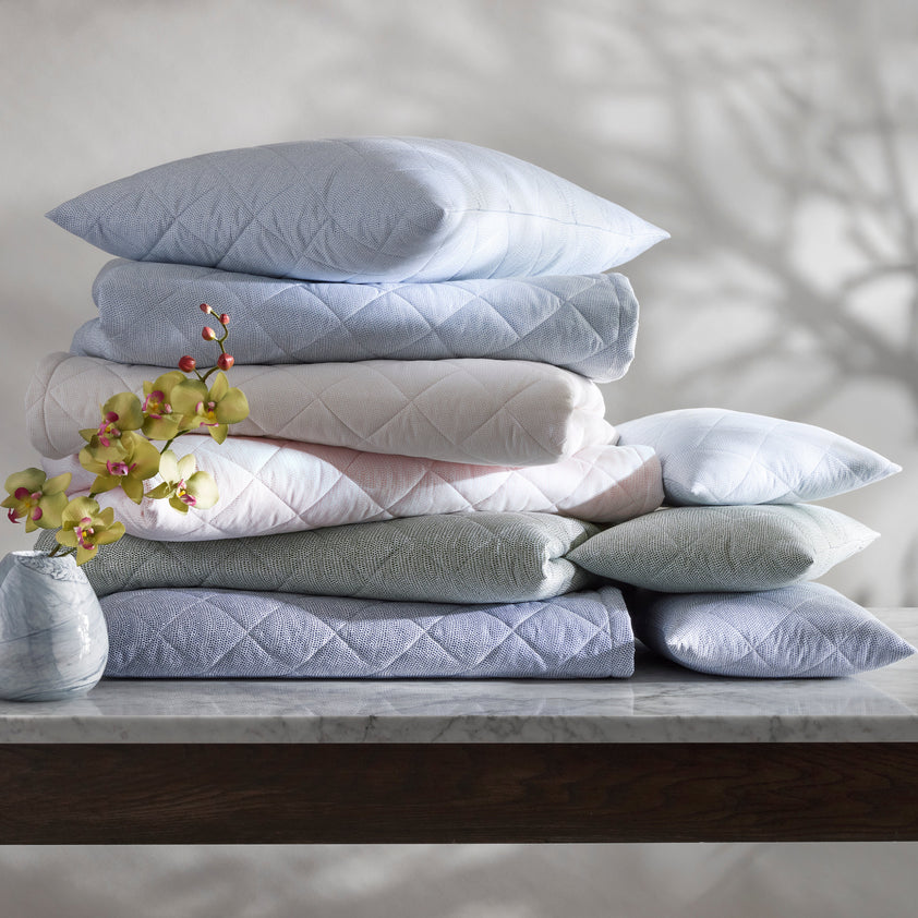 Matouk Jasper Shagreen Inspired Dot Printed Quilted Coverlets + Shams ...