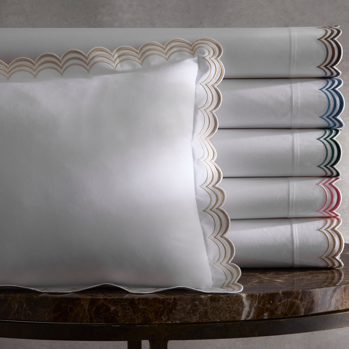 Matouk Stella Tonal Embroidered Scallop Pillow Sham – The Picket Fence