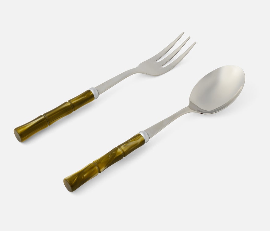Blue Pheasant Lulu Polished Silver/Olive Green Serving Set – The Picket ...