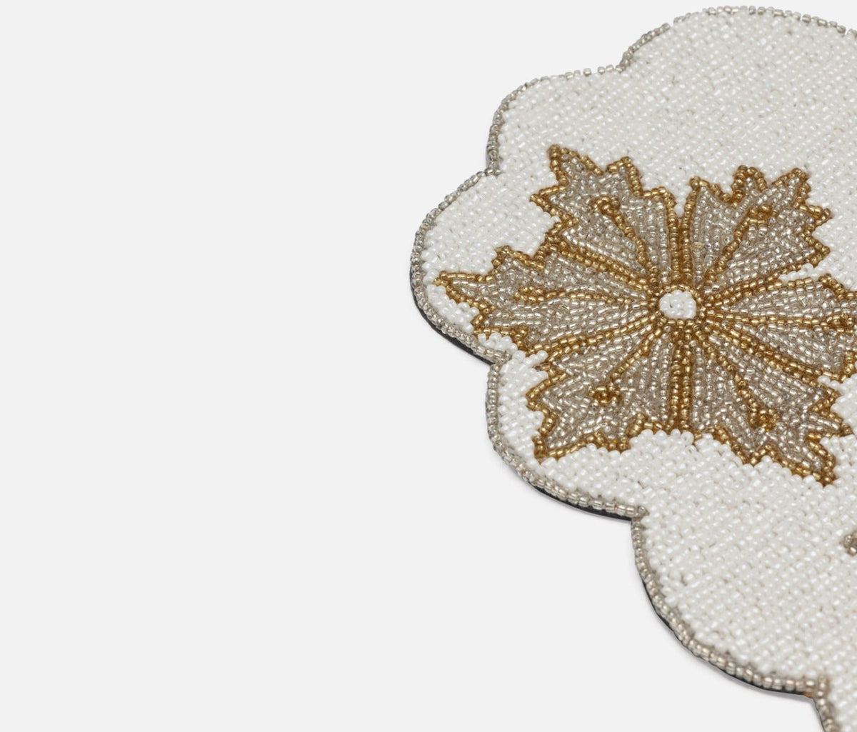 Blue Pheasant Elsa Beaded Snowflake Table Runner in White/Gold – The ...